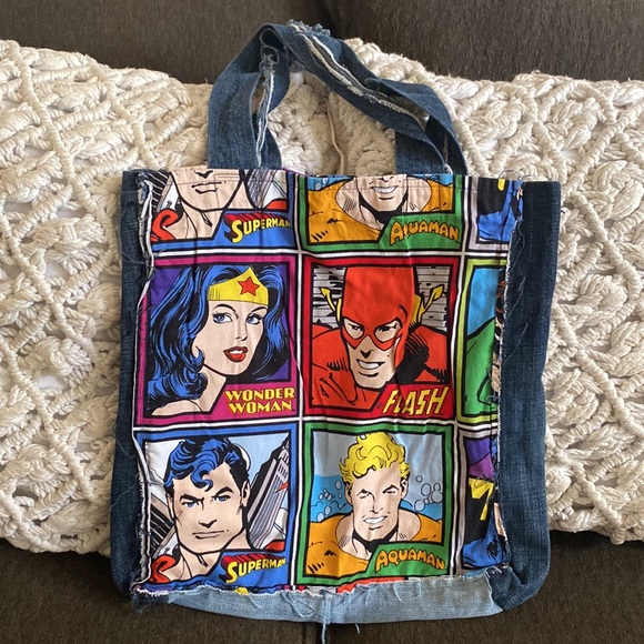 DC Comics | Bags | Dc Comics Superhero Patchwork Bag Handmade ...